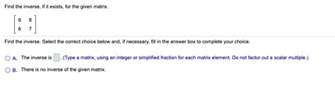 answered find the inverse if it exists for the… bartleby