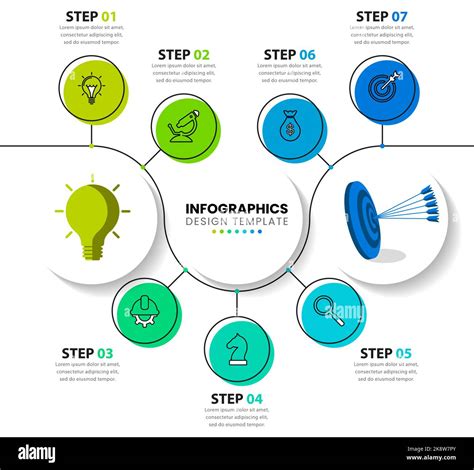 Infographic Template With Icons And 7 Options Or Steps Circles Can Be Used For Workflow Layout
