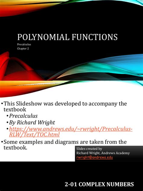 Precalculus 02 Polynomial Functions Pdf Zero Of A Function