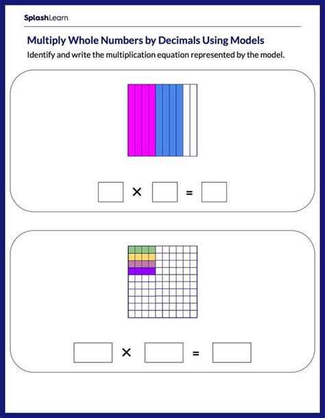 Multiply Whole Numbers And Decimals Using Models Math Worksheets SplashLearn