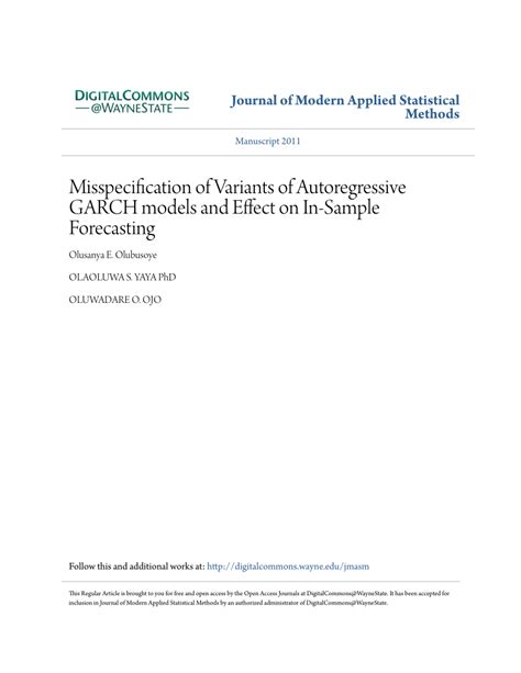Pdf Misspecification Of Variants Of Autoregressive Garch Models And Effect On In Sample