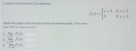 Solved 1 Point Let The Function F Be Defined By Sketch Chegg Com