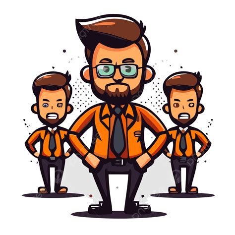 Team Leader Vector Sticker Clipart Three Cartoon People Sticker