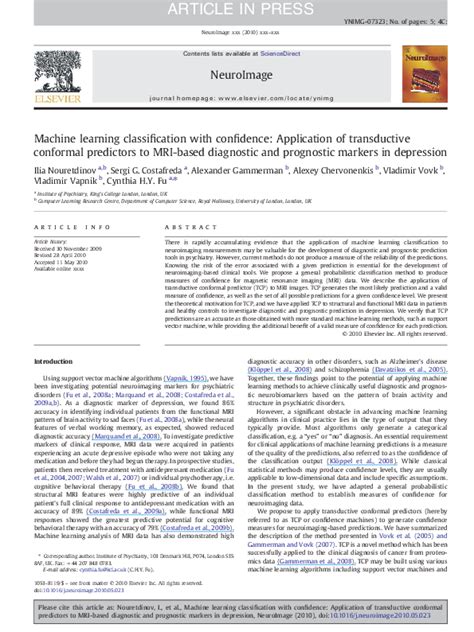 Pdf Machine Learning Classification With Confidence Application Of
