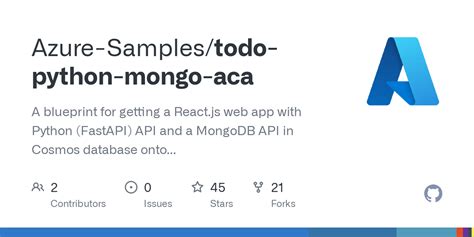 GitHub Azure Samples Todo Python Mongo Aca A Blueprint For Getting A React Js Web App With