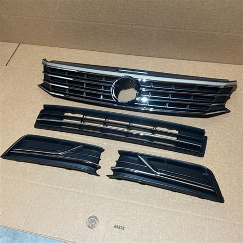 New For 2016 2019 Vw Passat Front Bumper Upper Lower Grille Assembly