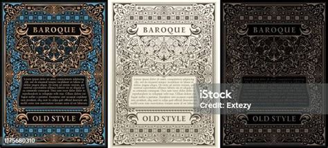 빈티지 세트 복고풍 카드입니다 템플릿 인사말 카드 결혼식 초대장입니다 라인 서예 프레임 바로크 양식에 대한 스톡 벡터 아트 및 기타 이미지 바로크 양식 프레임 액자