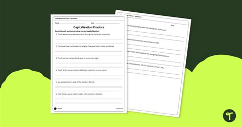 Capitalization Worksheet Events Books Languages And