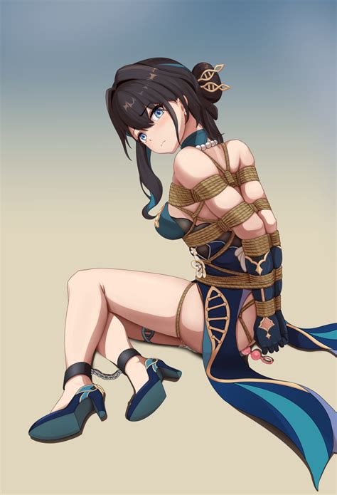 Rule 34 Absurdres Anal Anal Object Insertion Aqua Dress Arms Behind