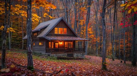 Free Autumn Cabin Escape Image Autumn Cabin Forest Download At Stockcake