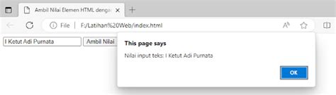 mengambil nilai dari elemen html menggunakan javascript ~ catatan adi purnata
