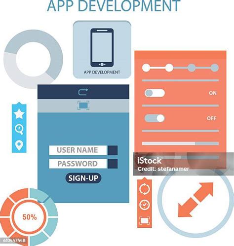 스마트폰 도구 파란색 배경에 코드를 프로그래밍하는 앱 개발 개발에 대한 스톡 벡터 아트 및 기타 이미지 개발 개선 건축물 Istock