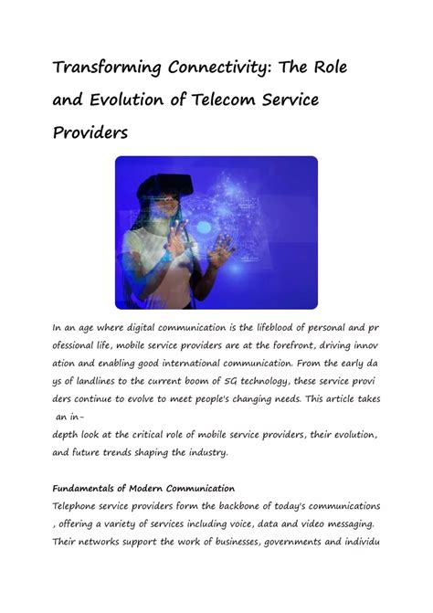 Ppt Transforming Connectivity The Role And Evolution Of Telecom
