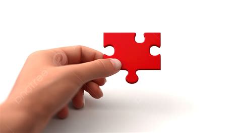 흰색 배경에 격리된 만화 손으로 잡고 있는 빨간색 퍼즐 조각의 3d 그림 해결하다 퍼즐 3d 문제 해결 배경 일러스트 및