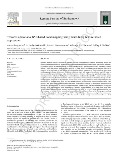 Pdf Towards Operational Sar Based Flood Mapping Using Neuro Fuzzy Texture Based Approaches