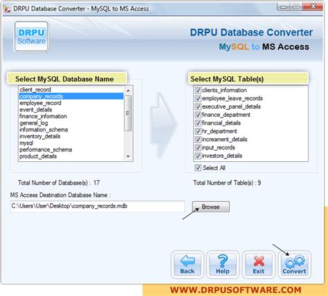 Screenshots Of Drpu Database Converter Mysql To Ms Access To Convert