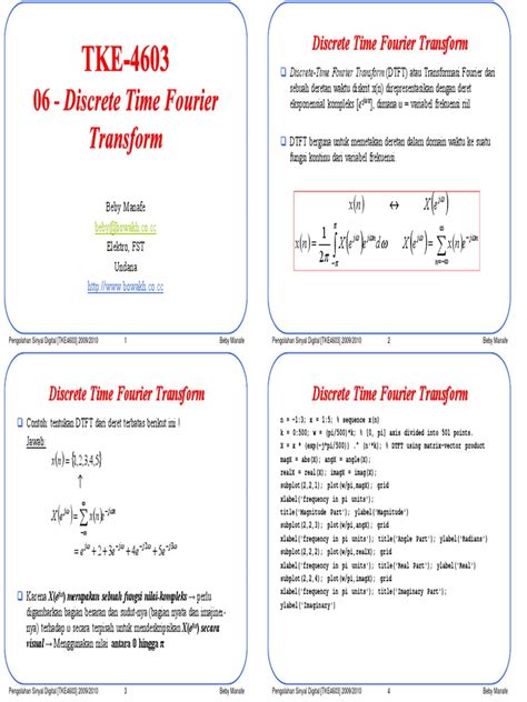 Dtft Discrete Time Fourier Transform Pdf