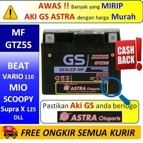 Promo Aki Motor Gs Astra Mf Gsmf Gtz S Beat Vario Scoopy Supra Mx Diskon Di Seller