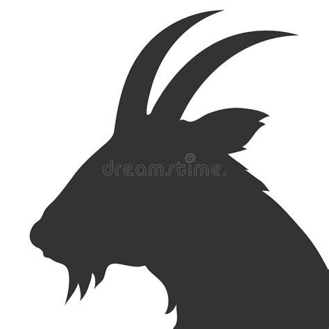 Portrait Of A Goat Head With Horns Stock Vector Illustration Of