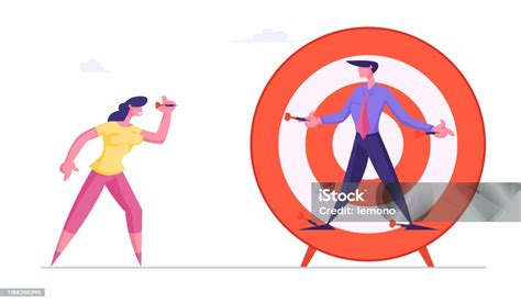 사업가에 다트를 목표로 사업가 거대한 목표에 못을 박았다 리더십 경쟁 도전 더러운 트릭 만화 플랫 벡터 일러스트레이트에 대 한