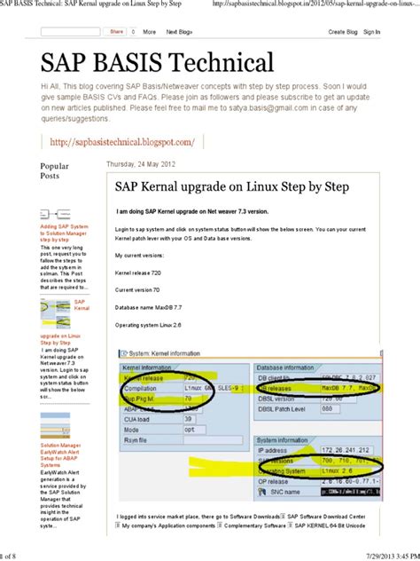Sap Basis Technical Sap Kernal Upgrade On Linux Step By Step Pdf Kernel Operating System