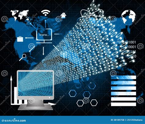 Monitor And Binary Code Stock Illustration Illustration Of Encrypted