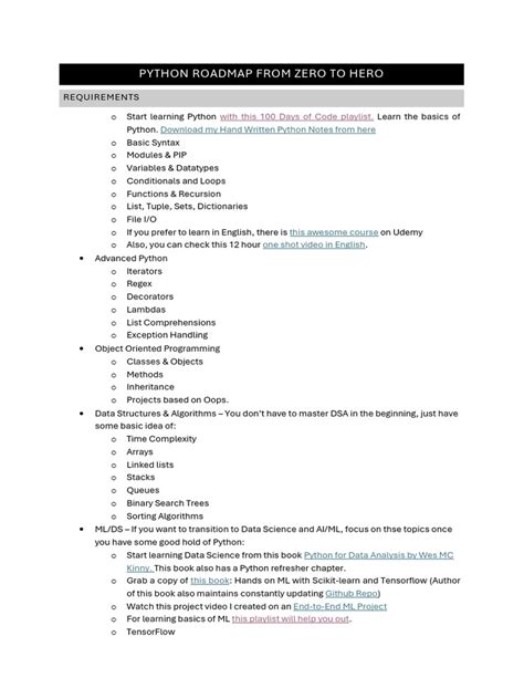 Python Roadmap Notes Download Free Pdf Python Programming Language Software Development