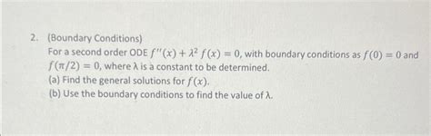 Solved Boundary Conditionsfor A Second Order Ode
