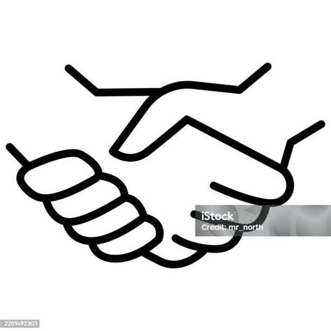 악수 아이콘 얇은 선 스타일 벡터 일러스트 레이 션 그래픽 디자인 검은색에 대한 스톡 벡터 아트 및 기타 이미지 검은색 고립 색상 디자인 요소 Istock