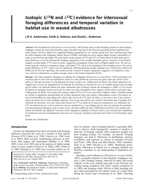 Isotopic N And C Evidence For Intersexual