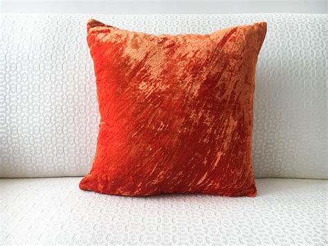 Mesmerizing And Lush Silk Velvet Pillow Cover In A Fire Orange Color