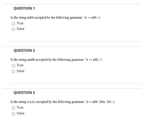 Solved Is The String Aabb Accepted By The Following Grammar