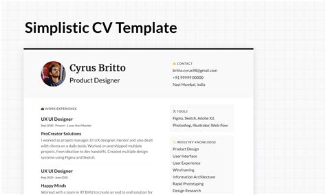 Simplistic CV Template Figma