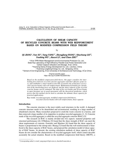 Pdf Calculation Of Shear Capacity Of Recycled Concrete Beams With Web