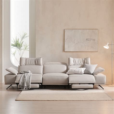 테디 4인 리클라이너 가죽 소파