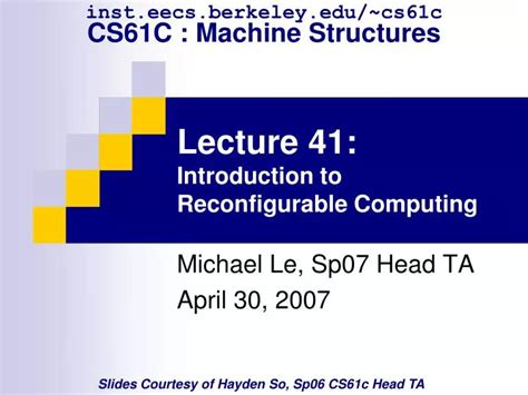Ppt Lecture 41 Introduction To Reconfigurable Computing Powerpoint