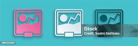 종이 잘라 파란색 배경에 고립 된 그림 아이콘입니다 페이퍼 아트 스타일입니다 벡터 3차원 형태에 대한 스톡 벡터 아트 및 기타 이미지 3차원 형태 고풍스런 공란