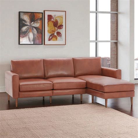 Nismaaya Canan Leather L Shape Sofa Chestnut Nismaaya Decor
