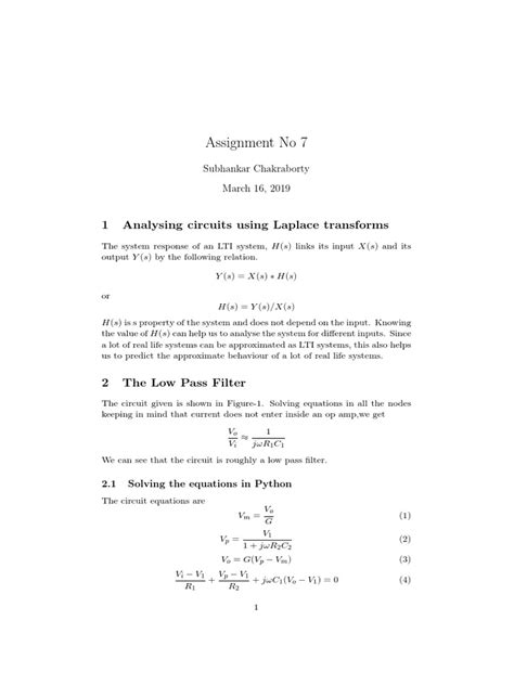 Assignment 7 Pdf Filter Signal Processing Low Pass Filter