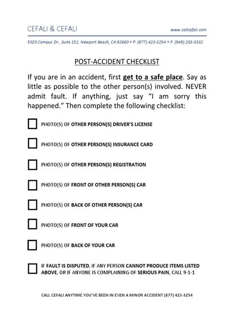 Accident Checklist Pdf