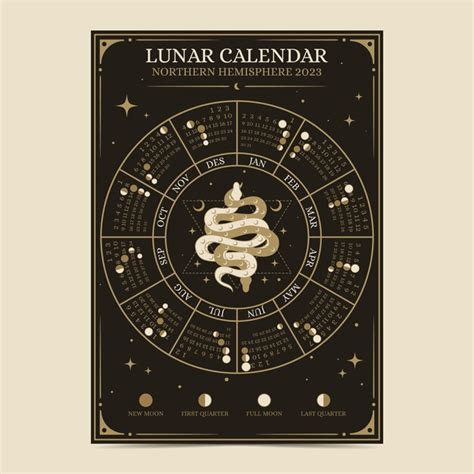 Modelo De Calendário Lunar 2023 Desenhado à Mão Vetor Grátis