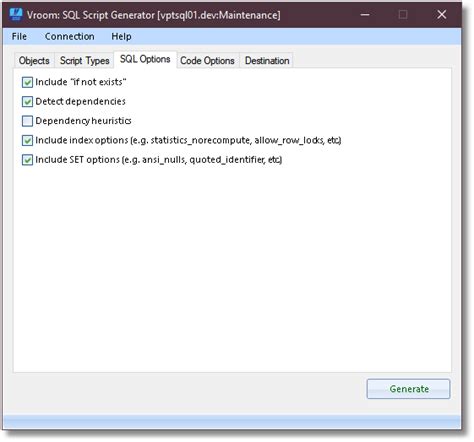 Sql Script Generator Vroom Performance Technologies