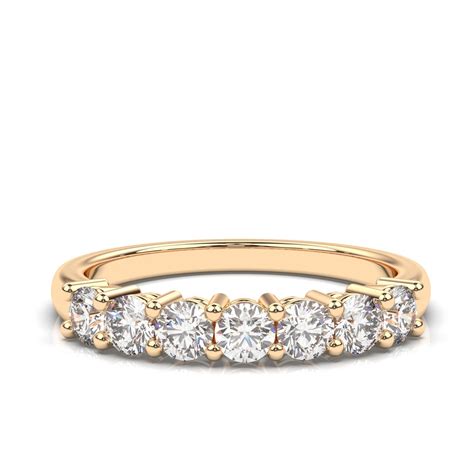 Solid 14k Gold Moissanite Wedding Band Round Stone Ring Etsy