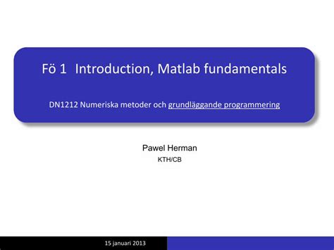 pdf fö 1introduction matlab fundamentals · pdf filefö 1introduction matlab fundamentals
