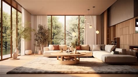 고급스러운 3d 렌더 일러스트레이션의 멋진 현대적인 일본 거실 인테리어 디자인 현대적인 방 고급스러운 거실 아파트 인테리어 배경 일러스트 및 사진 무료 다운로드