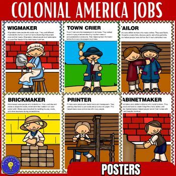 Colonial Jobs Activities Coloring Pages And Posters Flashcards