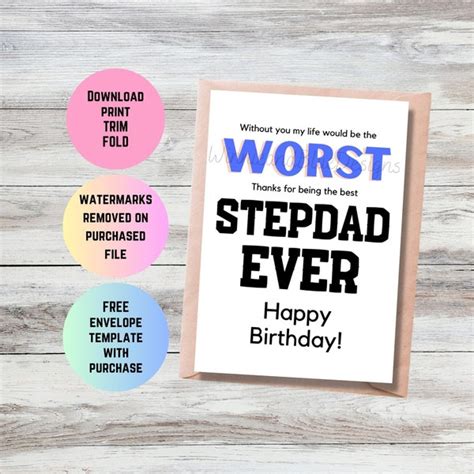 Happy Birthday Step Dad Printable Etsy