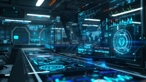 Futuristic Healthcare Control Panel With Virtual Interfaces For