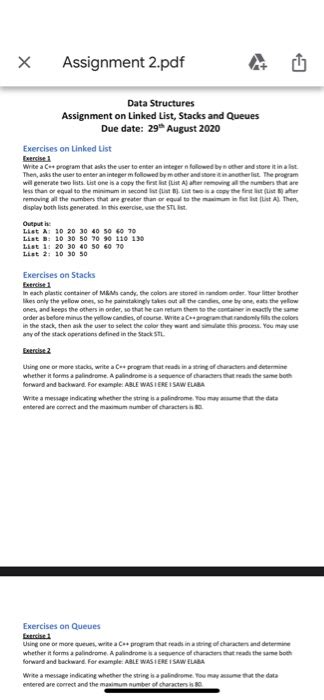 Solved Х Assignment2pdf G Data Structures Assignment On