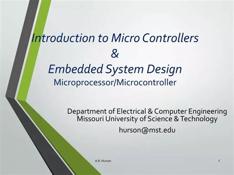 Ppt Introduction To Micro Controllers And Embedded System Design Microprocessormicrocontroller